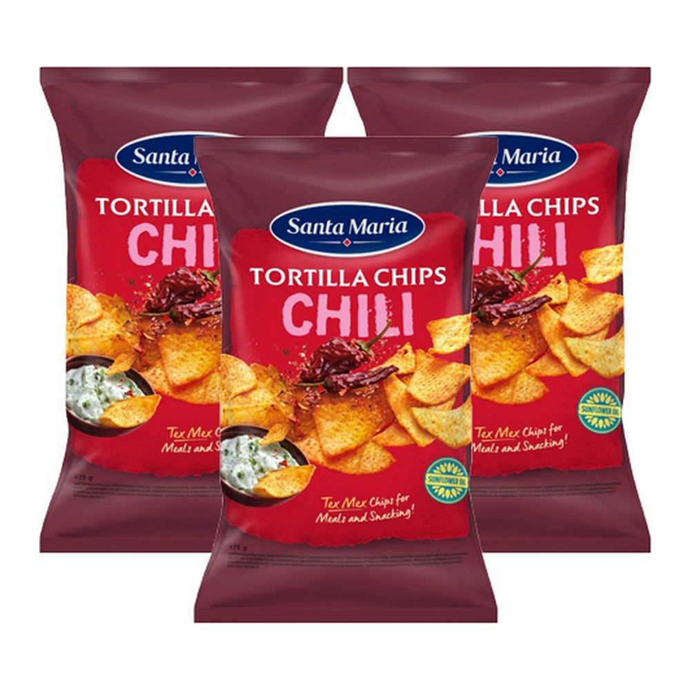 Santa Maria - Tortilla Chips Chili - 3x 475g | Foodworld XL DE
