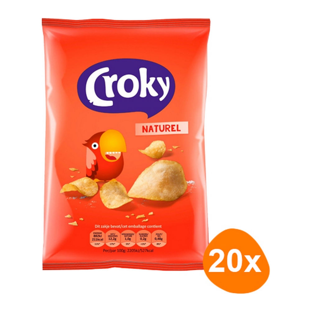 Croky - Naturel Gesalzen Chips - 20 Mini Beutel | Foodworld XL DE